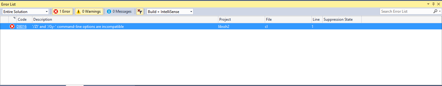 #visual studio编译# Error D8016 '/ZI' and '/Gy-' command-line options are incompatible_d8016 ob1 ...