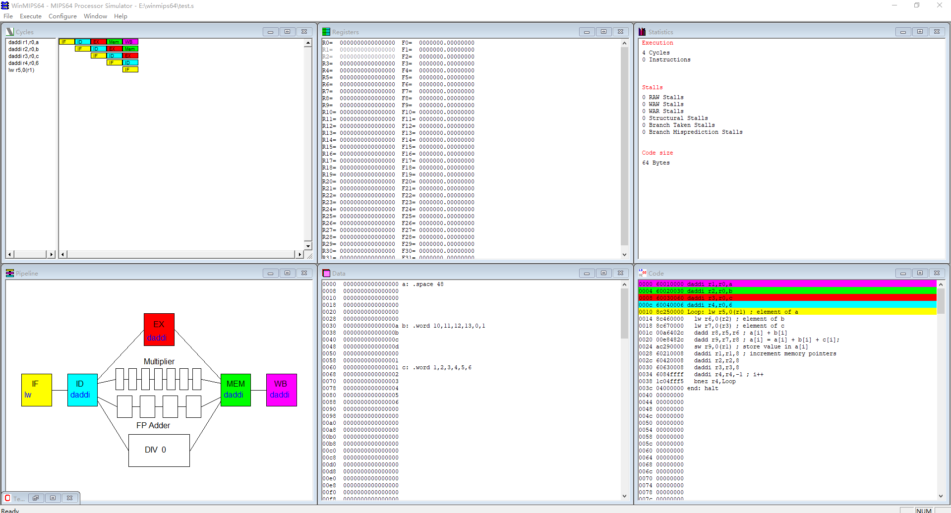 WinMIPS64工具进行MIPS指令集实验（二）_查看程序的mips指令-CSDN博客