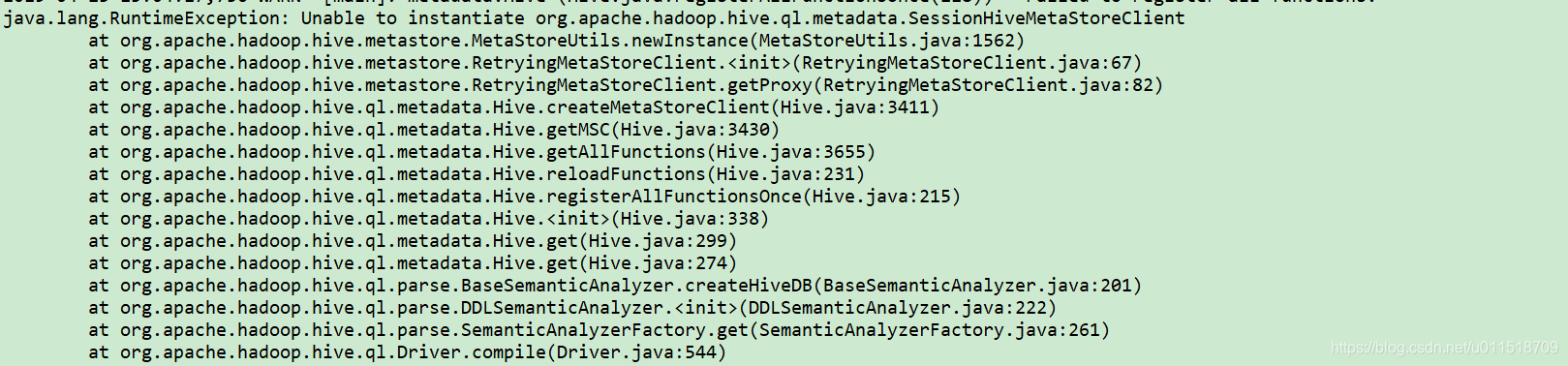 在hive中执行sql语句:semanticexception Orgapachehadoophiveqlmetadatahiveexceptionis Errtype