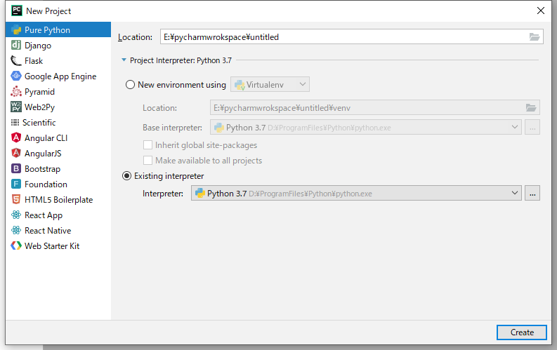Python工作笔记007---win10安装Python3.7.3_以及用pycharm创建Python项目_以及对System interpreter理解_installing ...