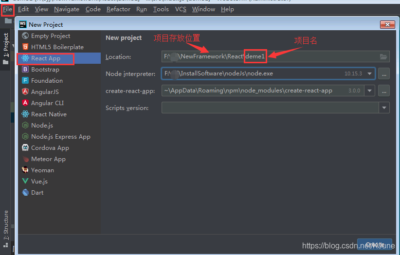 新手使用webstorm创建react项目 Webstrom React设计一个网页 Csdn博客