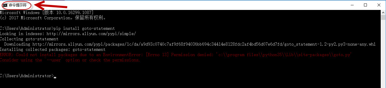 pip install 出现Consider using the `--user` option or check the permissions._pip install consider ...