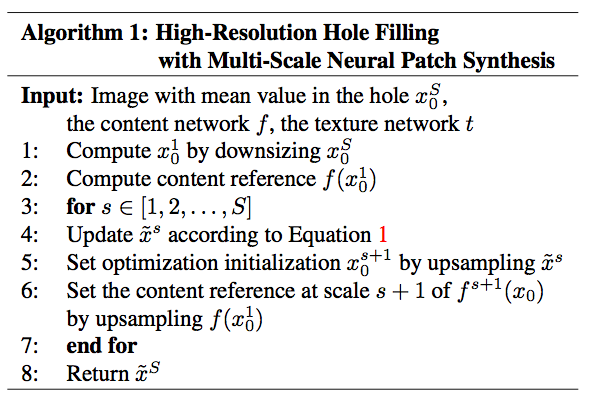 图像修复之《High-Resolution Image Inpainting using Multi-Scale Neural Patch Synthesis》_一种基于cnn的图像复原方法 ...