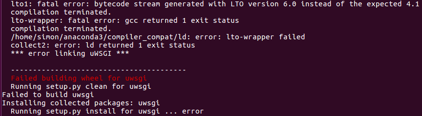 fatal error: bytecode stream generated with LTO version x.0 instead of the expected x.x_vcs ...