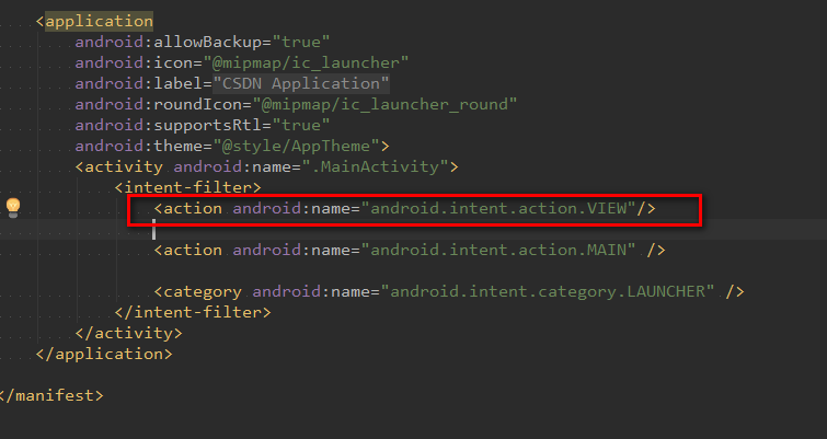 Android Studio 消除Manifest文件中的黄色背景警告_android studio 打开的文件上有一个小黄表-CSDN博客