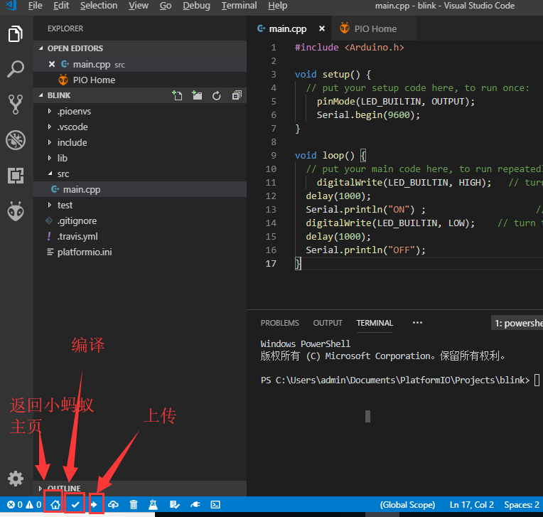 VSCode+PlatformIo IDE实现arduino IOT嵌入式编程---Wemos D1 Mini点亮板载LED灯_minid1自带led灯-CSDN博客