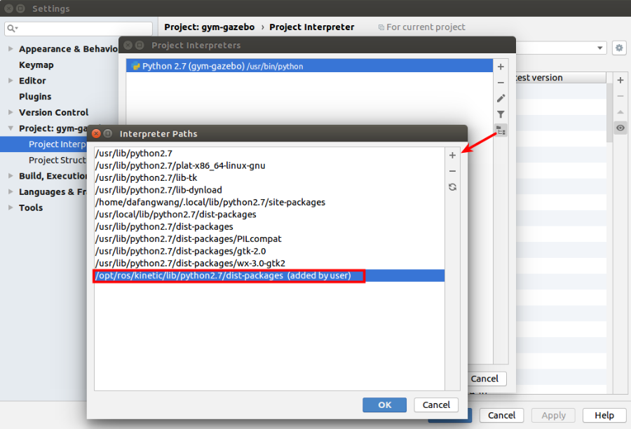 使用pycharm运行gym-gazebo出现问题ImportError: No module named 'rospy'_pycharm中 importerror: no module ...