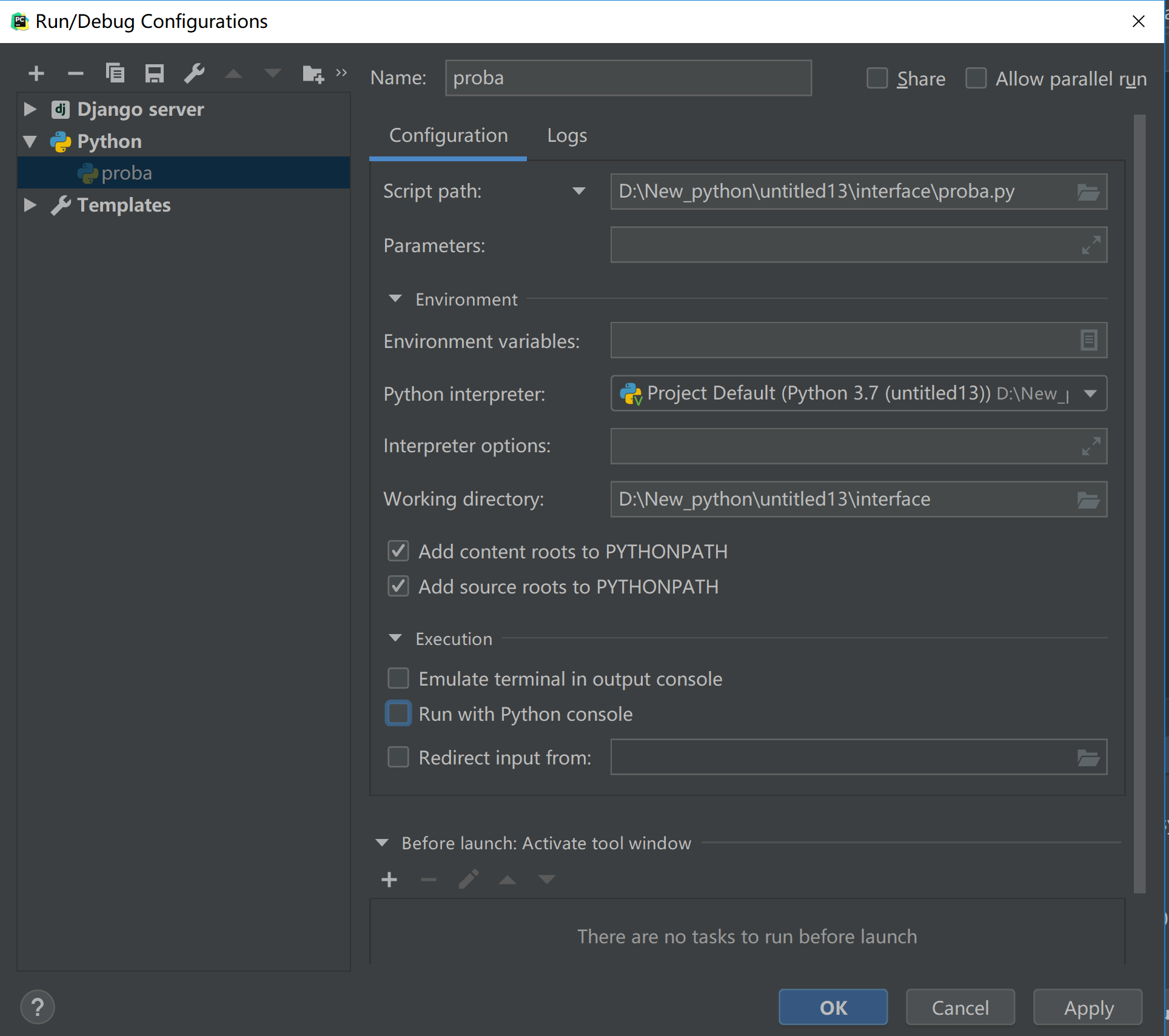 pycharm Django报错：django.core.exceptions.ImproperlyConfigured: Requested setting INSTALLED_APPS ...