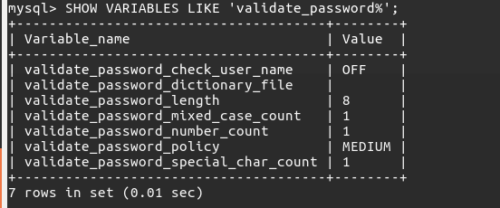 mysql密码策略修改（password does not satisfy the current policy requirements ...