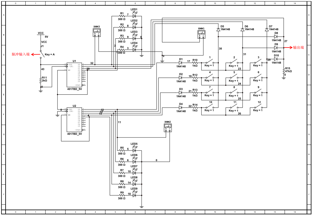 以Multisim仿真软件验证CD4017键盘扫描电路真值数据分析_克努先生的博客-CSDN博客