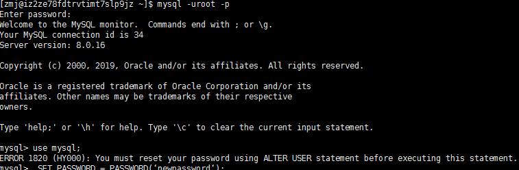 MySql 8 You must reset your password using ALTER USER statement before executing this statement ...