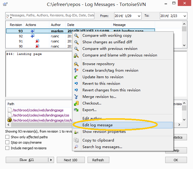 修改svn已经提交的文件日志（log）_edit log message后本地查看修改成功-CSDN博客