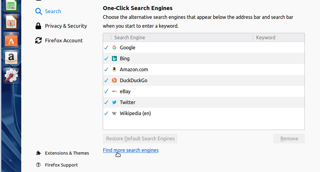 ubuntu 更改浏览器搜索引擎_ubuntu18.04 火狐更改默认搜索引擎-CSDN博客