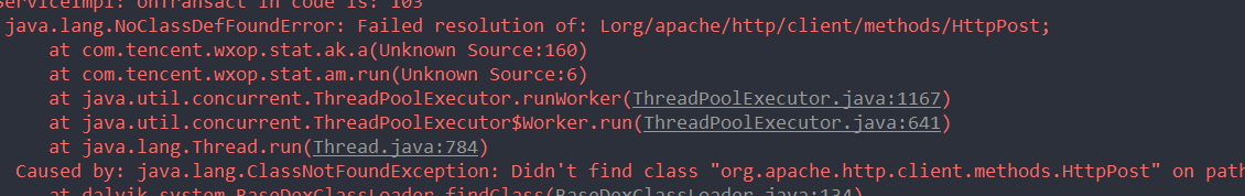 Solution: java.lang.NoClassDefFoundError: Failed resolution of: Lorg/apache/http/client/methods ...