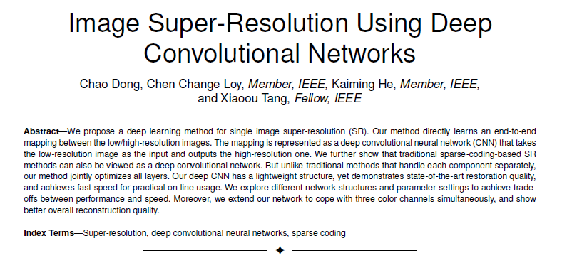 SRCNN论文翻译（Image Super-Resolution Using Deep Convolutional Networks）-CSDN博客