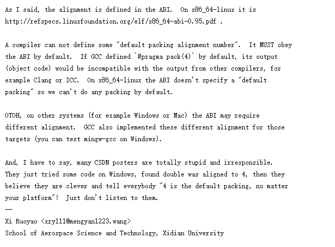 Linux gcc没有默认对齐数（内赋gcc官方大佬邮件）_gcc 查看默认字节对齐值-CSDN博客