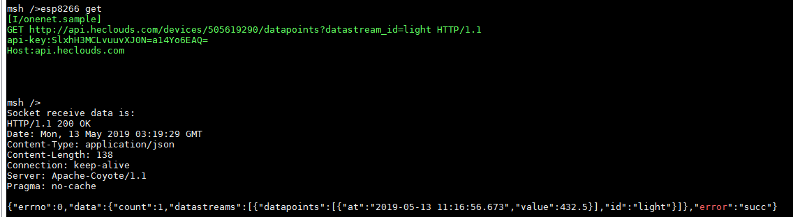 RT-Thread_ESP8266_OneNET: 基于RT-Thread的AT device实现ESP8266 通过socket对接OneNET进行POST和GET