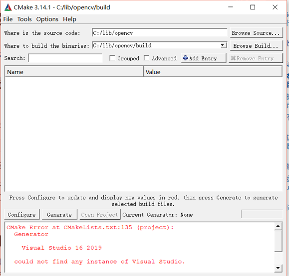 【已解决】could not find any instance of Visual Studio Cmake-opencv_opencv could not find any ...