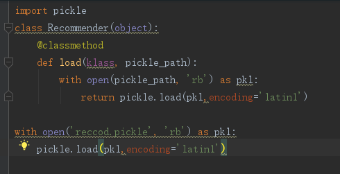 django中pickle.load报错Can't get attribute 'Recommender' on module '__main__' from 'manage.py ...