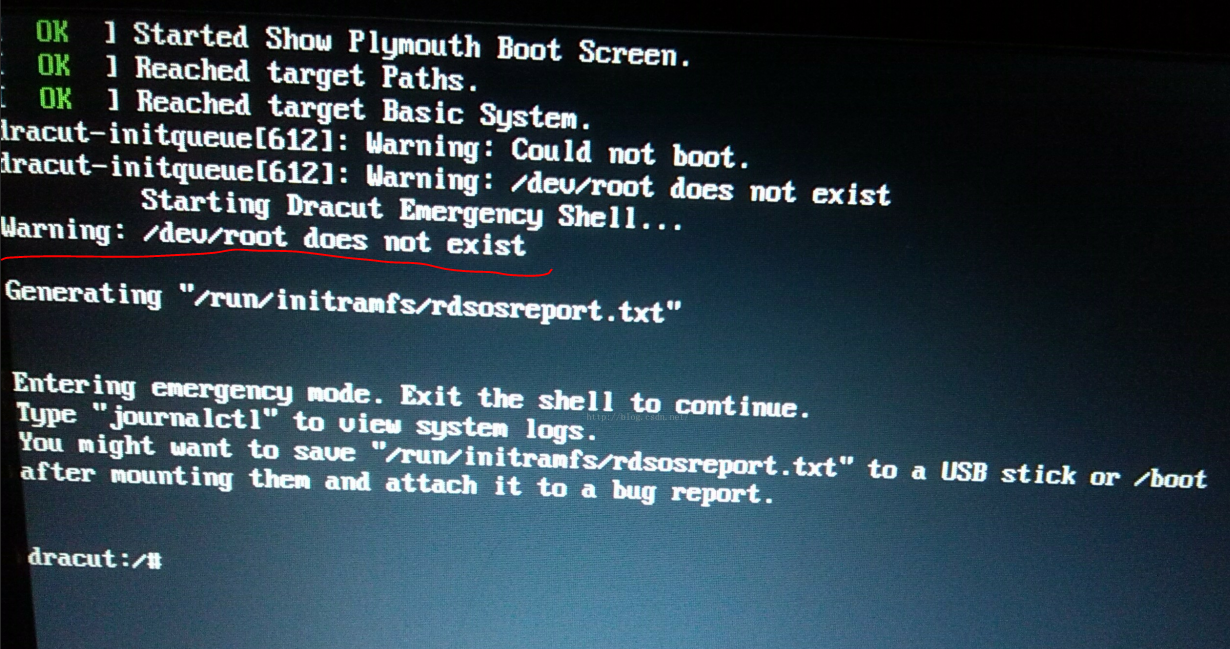 安装centos 7时提示 “Warning: /dev/root does not exist, could not boot”_centos7 warning could not boot ...