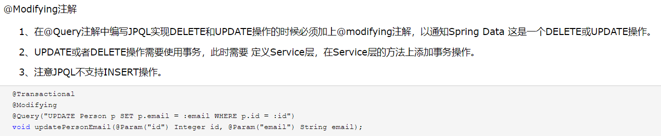 JPA update error: Modifying queries can only use void or int/Integer as return type ...