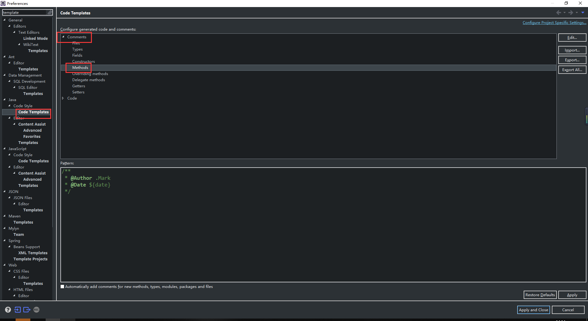 Eclipse中设置注释模板的方法_eclipse的comments中设置找不到methods-CSDN博客