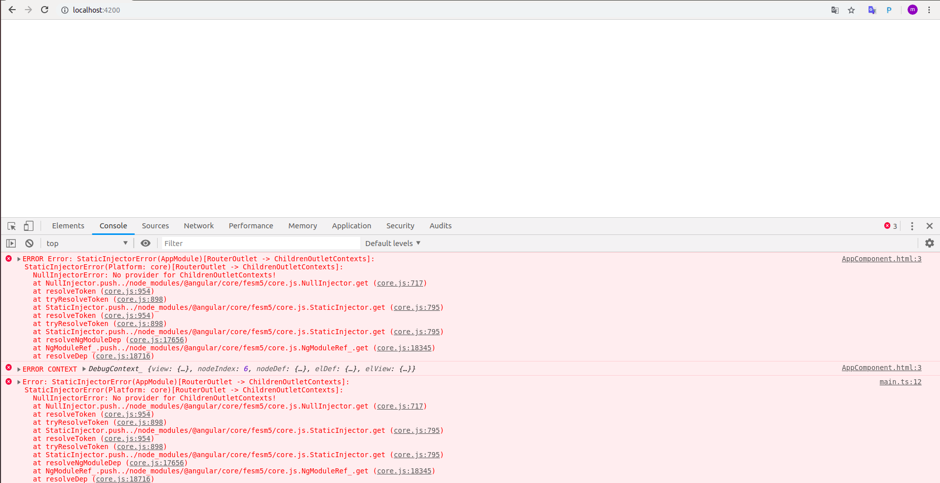 angular项目报错 ‘StaticInjectorError(AppModule)[RouterOutlet -> ChildrenOutletContexts]: ’_angualr ...