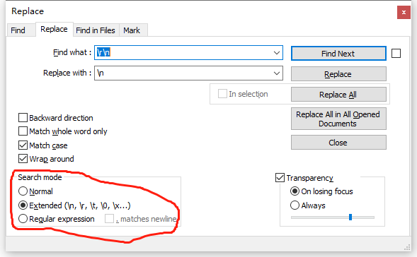 Notepad++ 替换 CRLF 为 LF_crlf怎么替换-CSDN博客