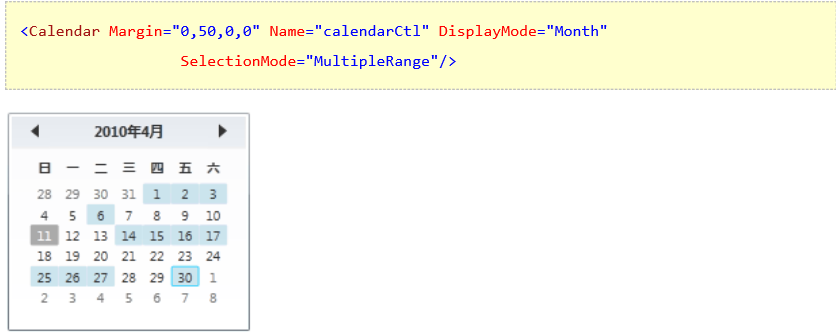 WPF——日历控件(Calendar)_wpf 日历范围控件-CSDN博客