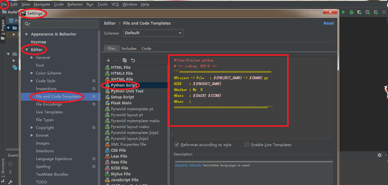 【Python】PyCharm设置代码模板：自动生成文件名、作者、创建日期等信息_编写代码是自动生成时间作者-CSDN博客