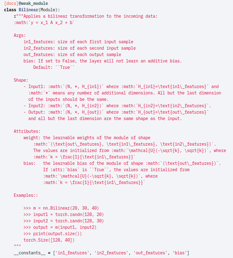 pytorch中的nn.Bilinear的计算原理详解-CSDN博客