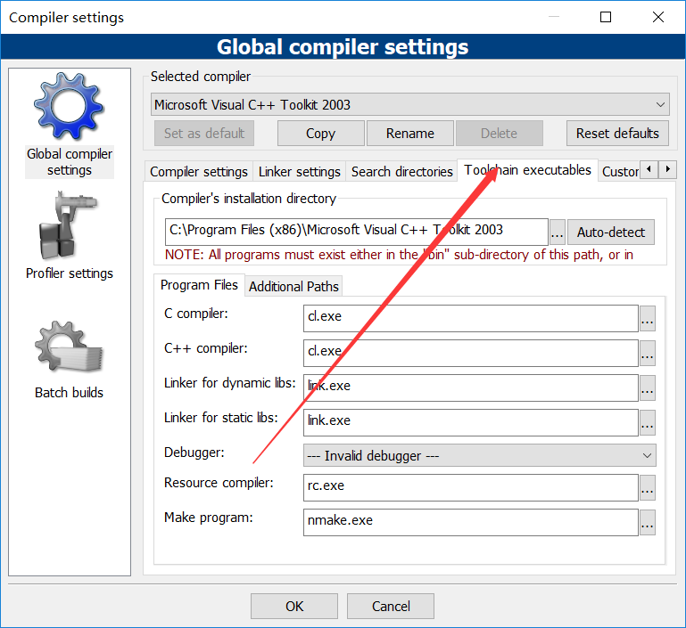 codeblocks无法build—MICROSOFT VISUAL C++ TOOLKIT 2003_current compiler 'microsoft visual c++ ...