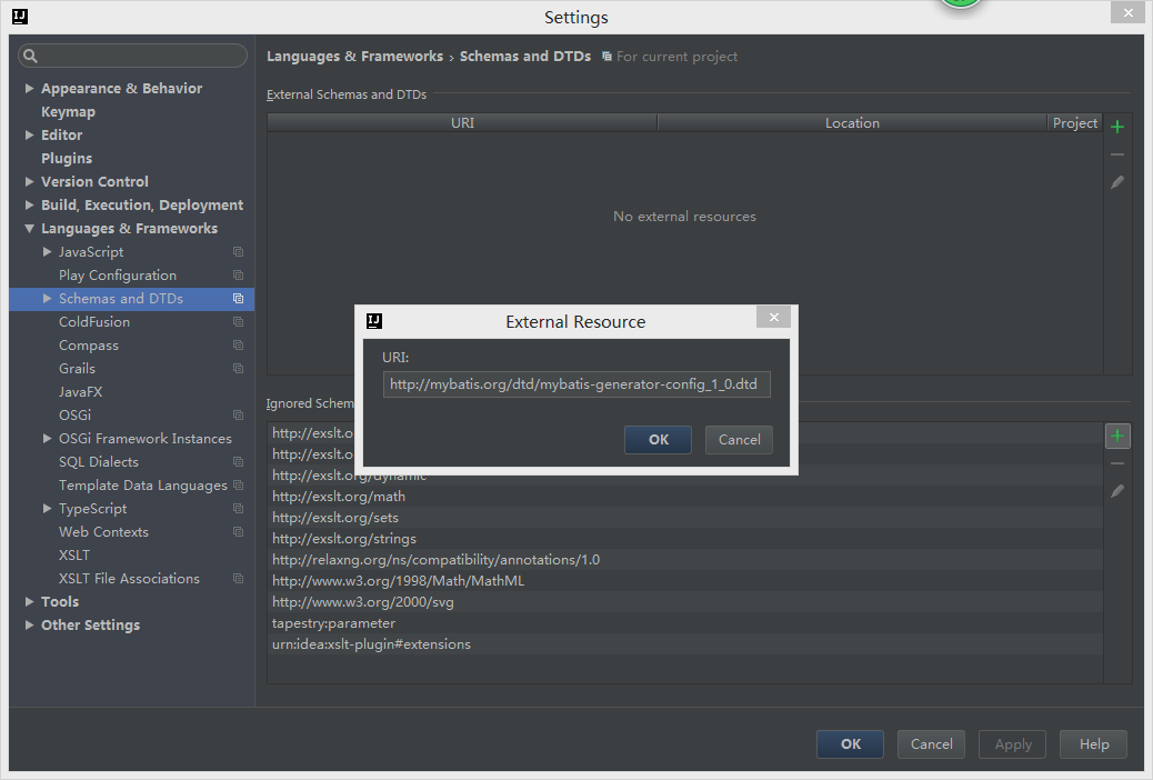 mybatisgenerator配置报错：Error while downloading‘http://mybatis.org/dtd/mybatis-generator-config_1_0 ...