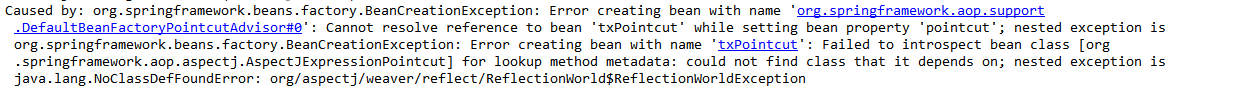 BeanCreationException: Error creating bean with name 'org.springframework.aop.support ...