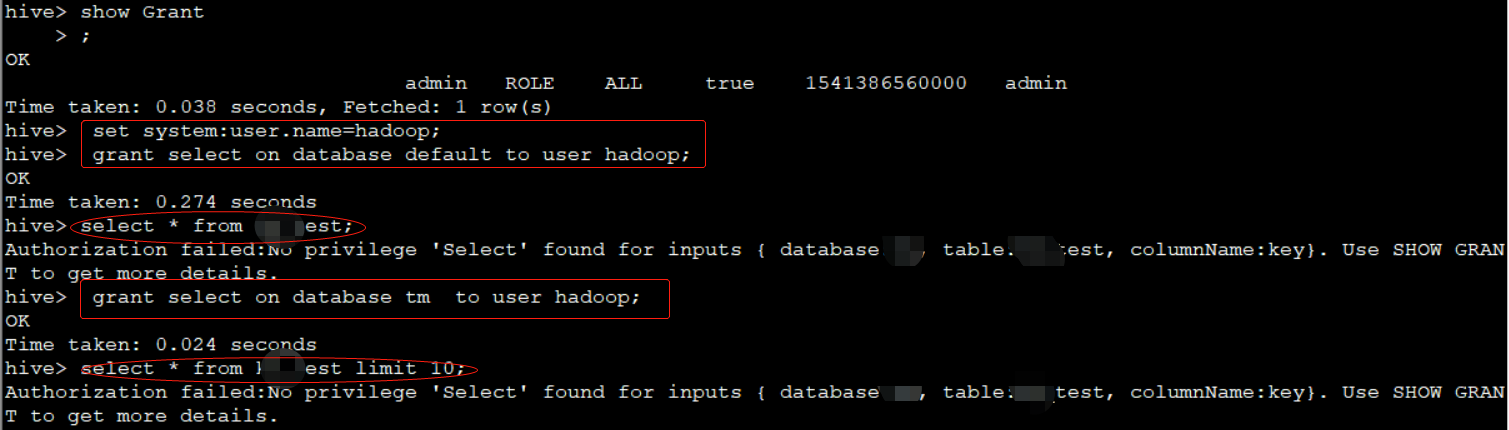 HIVE: Authorization failed:No privilege 'Select' found for inputs-CSDN博客