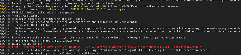 UE4-打包安卓报错 /Android/APK\gradle\rungradle.bat" :app:assembleDebug_intermediate\android\arm64 ...
