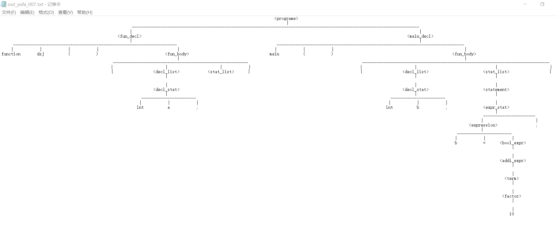 编译原理实验 语法分析 树状语法树输出_编译原理句法分析树,说明分析树怎么打印的-CSDN博客