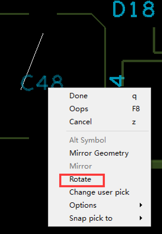 Allegro旋转器件提示”element Is Already Set To This Angle“的解决办法element Is Already Set To This Angle 