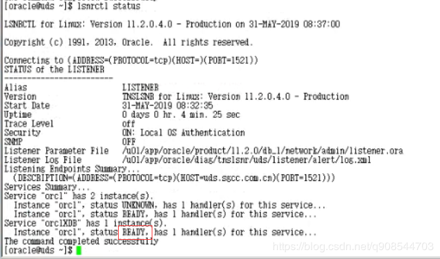 oracle启动监听报 Instance “orcl“, status UNKNOWN, has 1 handler(s) for错误解决方案 ...