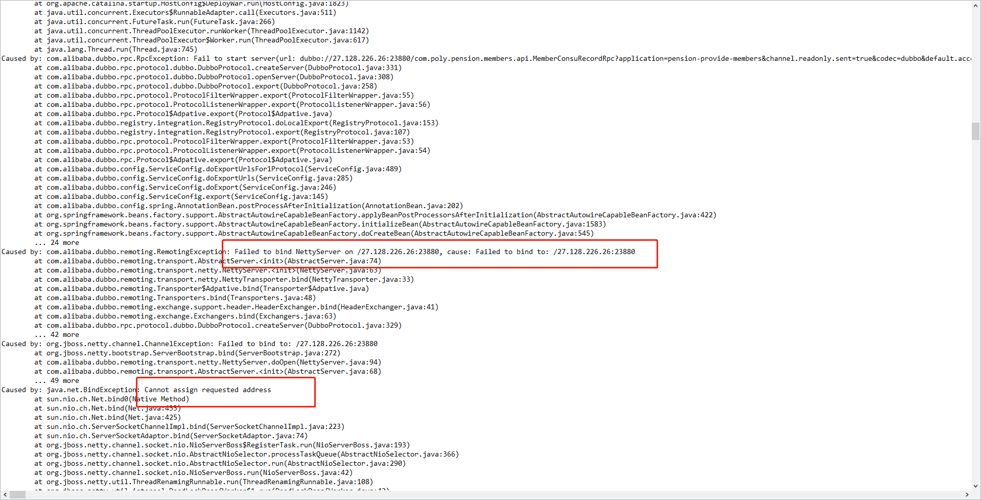 关于dubbo Failed to bind NettyServer无法绑定ip问题_failed to bind nettyportunificationserver-CSDN博客