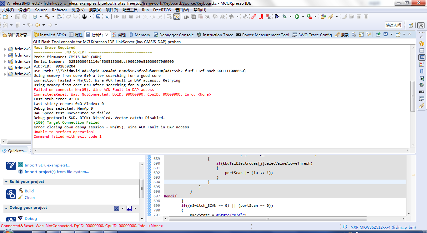FRDM-KW36 Wire ACK Fault in DAP access_kw36 unable to connect wire for probe index 1. err-CSDN博客