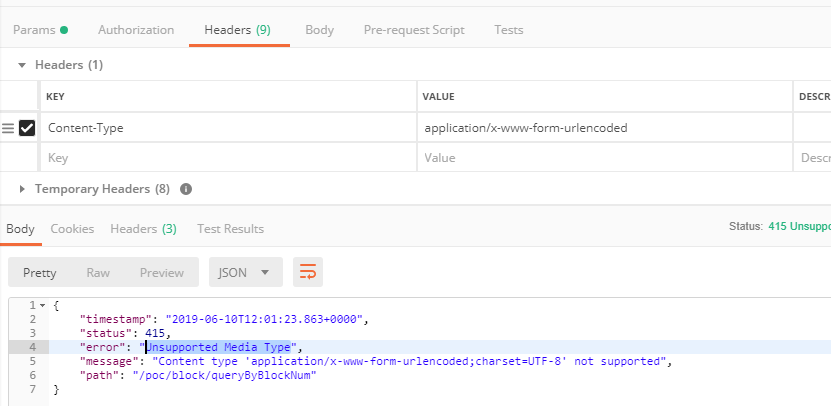 postman返回响应报错415显示Unsupported Media Type_415 unsupported media type-CSDN博客