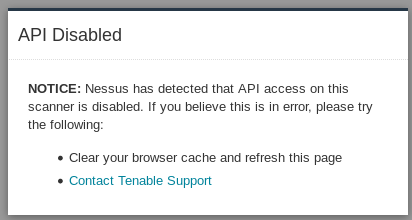 Nessus提示API Disabled错误_notice: nessus has detected that api access on thi-CSDN博客