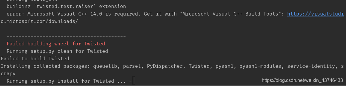 Python3导入scrapy报错1 In Cusersadmini~1appdatalocaltemppip Install 831gxniztwisted Csdn博客