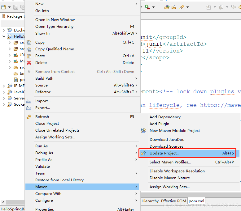 Springboot异常 Eclipse 中创建mave 项目 Pomxml 头部报错
