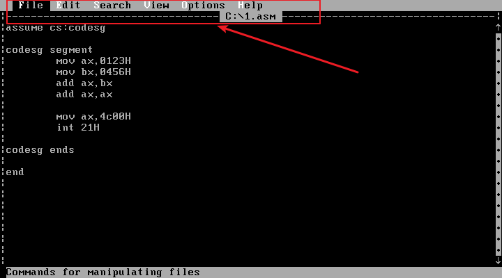 【8086汇编】DOS系统中 edit 文本编辑器详解_dos edit编辑器怎么用-CSDN博客