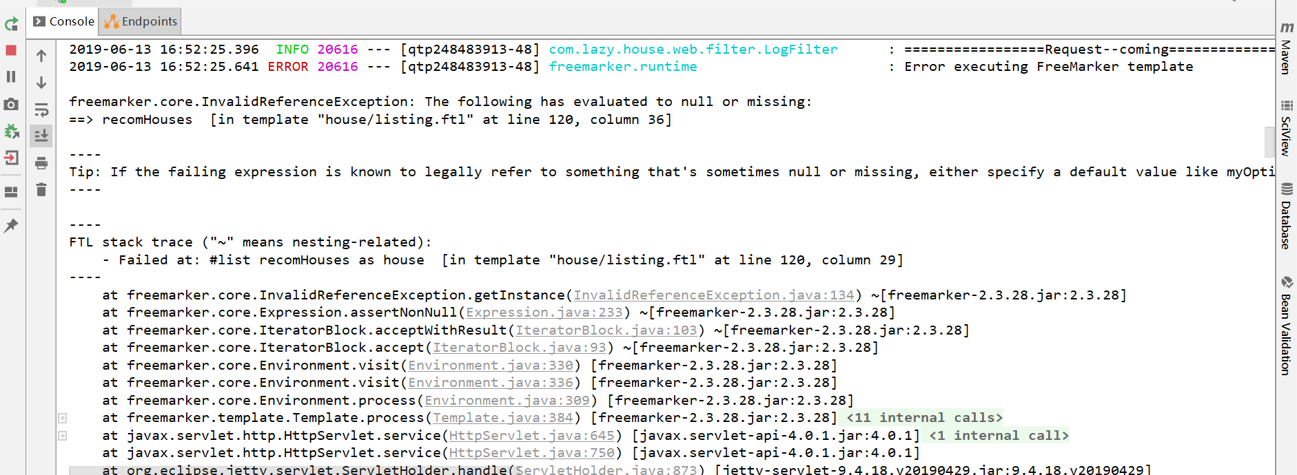 springboot整合freemarke FTL stack trace ("~" means nesting-related): - Failed at: #-CSDN博客