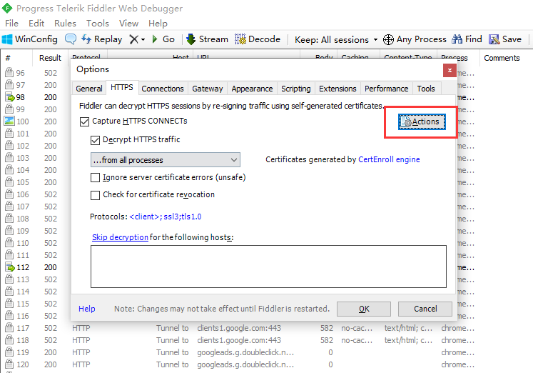 Fiddler4 Https设置及安装浏览器证书_fiddler 4 模拟器证书信任-CSDN博客