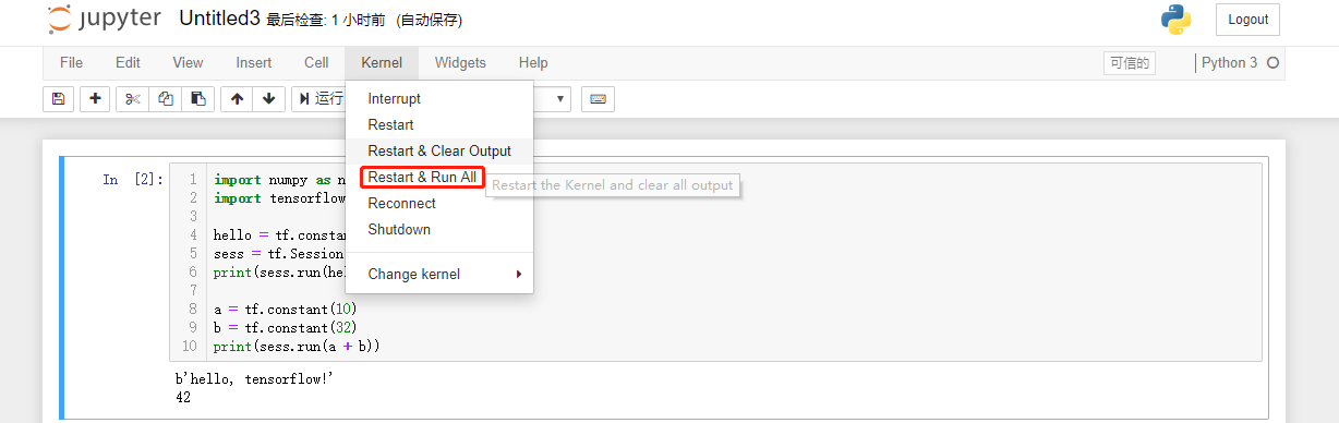 anaconda 中安装tensorflow并嵌入到jupyter notebook内_x-2010的专栏-CSDN博客